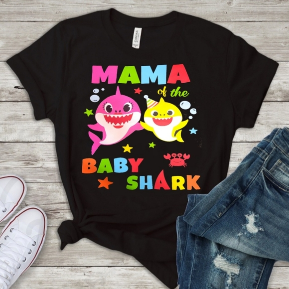 Gildan | Tops | Mama Shark Tee | Poshmark